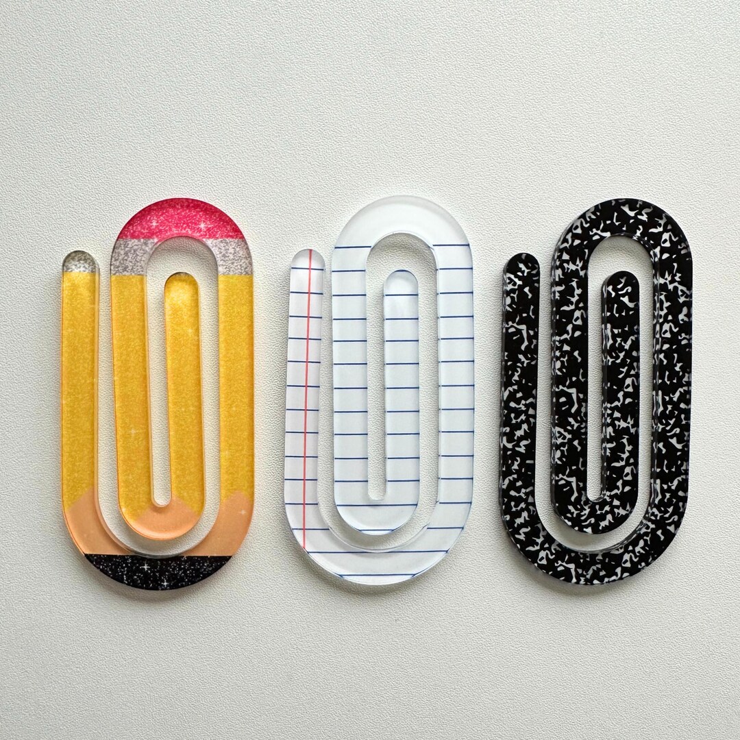 Jumbo Paperclip Bookmark, Acrylic, School Set, Teacher Gift Set ...