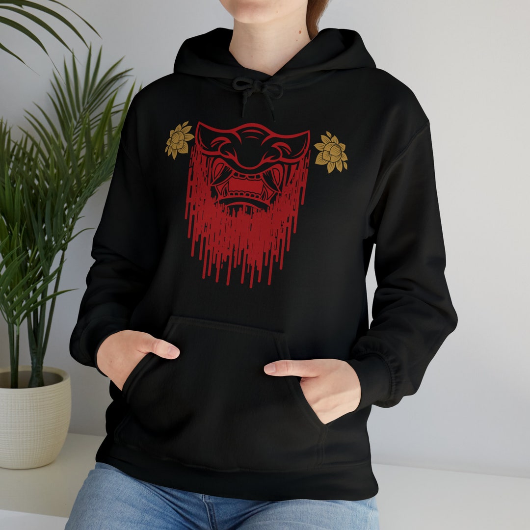 Bearded Oni Mask Sweater, Demon Graphic , Anime Streetwear, Japanese ...