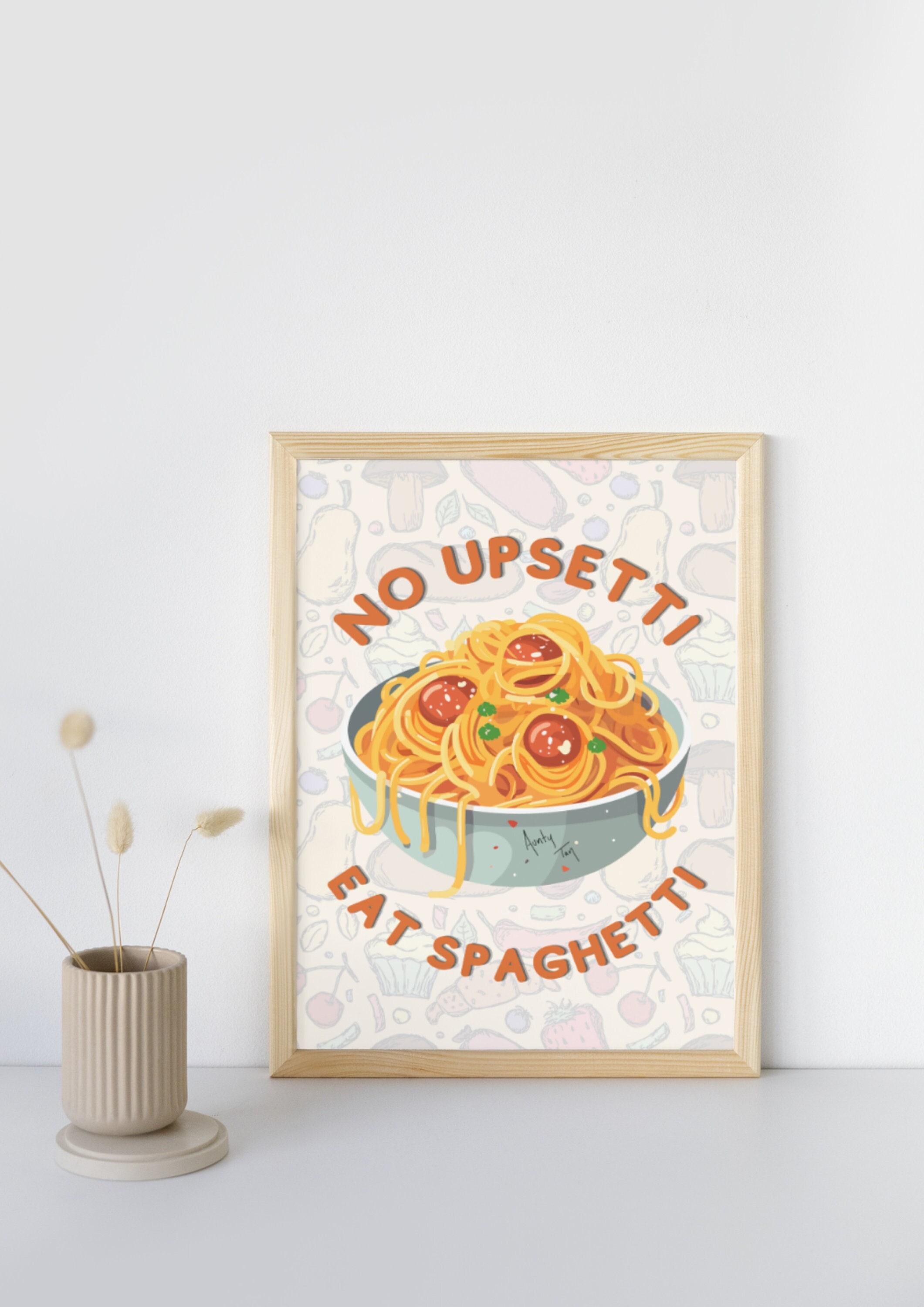 No Upsetti Eat Spaghetti A4 Print - Funny Meme Text Food Spaghetti ...