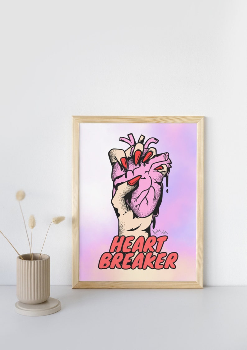 Heart Breaker A4 Print - Heart Cute Print Art Design Text Meme Funny ...