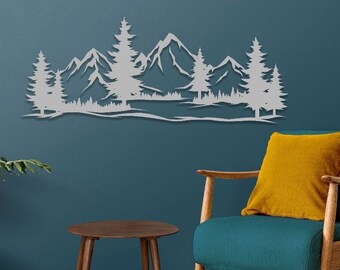 Mountain and Forest Metal Wall Art, Metal Home Decoration, Metal Wall ...