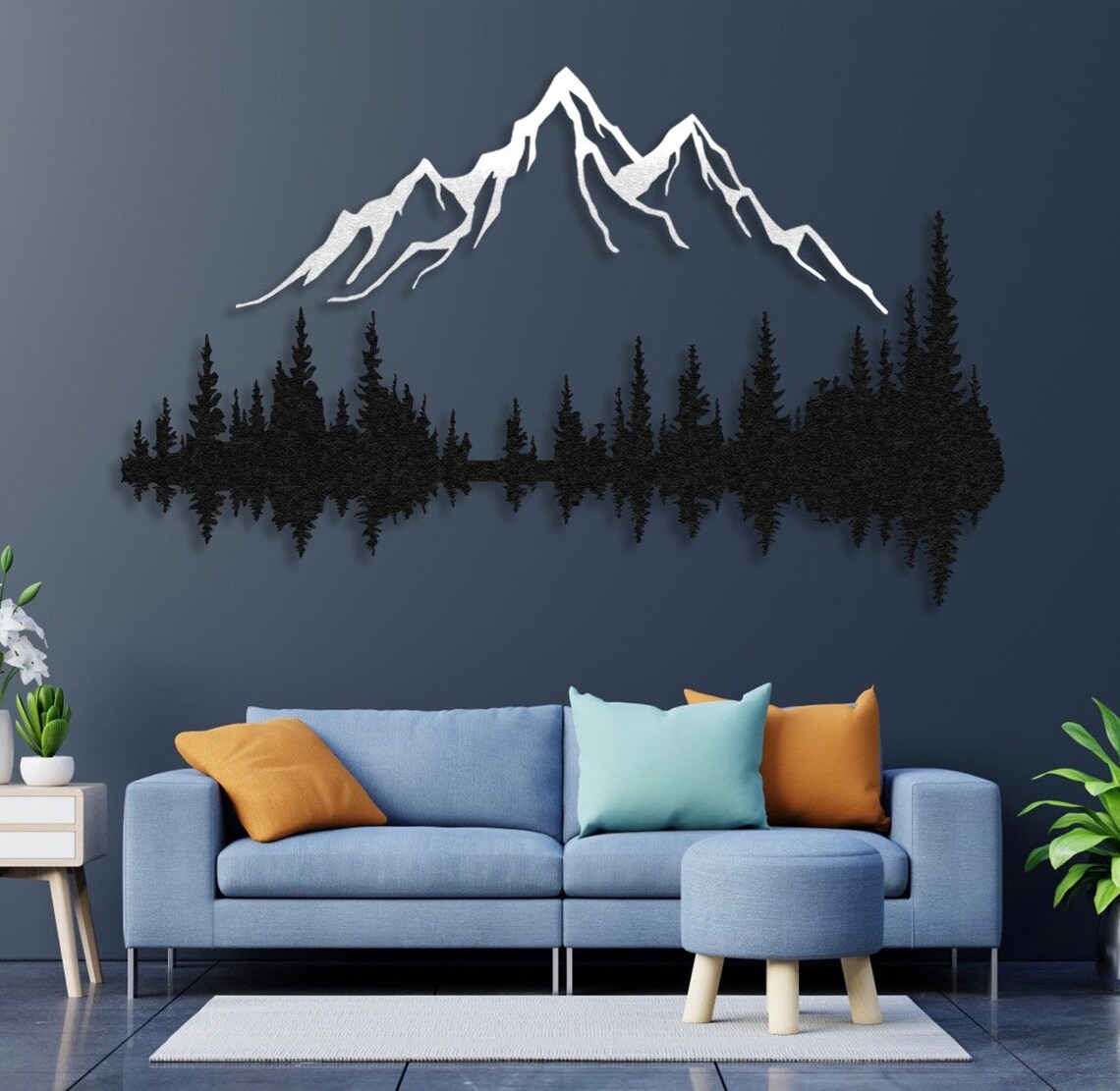 Mountain and Forest Metal Wall Art Metal Home Decoration - Etsy