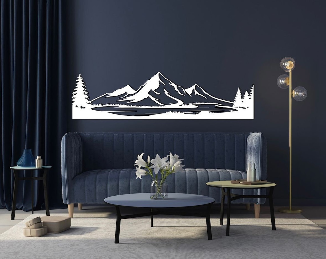 Mountain and Forest Metal Wall Art, Metal Home Decoration, Metal Wall ...