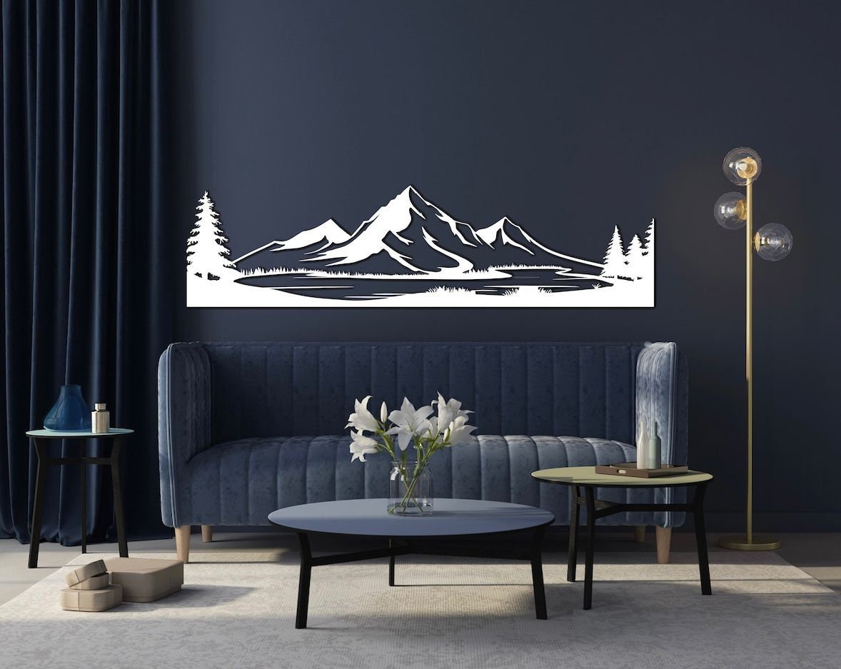 Mountain and Forest Metal Wall Art, Metal Home Decoration, Metal Wall ...