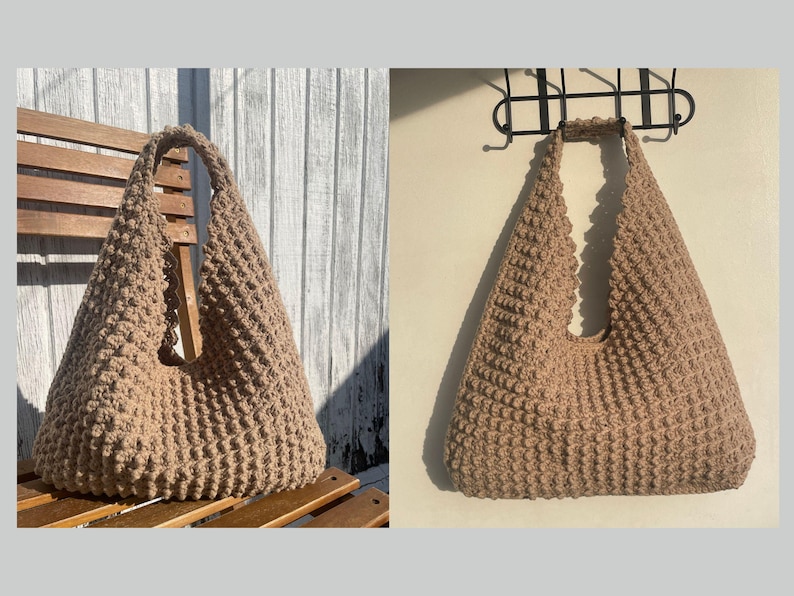 Crochet Bag PATTERN – Bubble Stitches Ribbed Edge Finished, Bindle Tote ...
