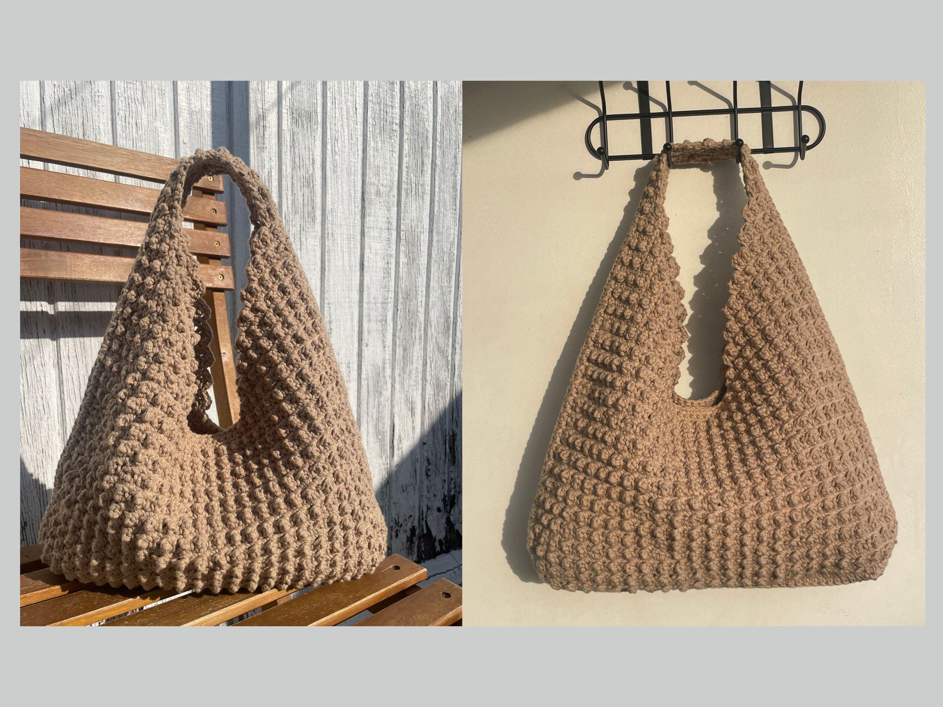 Crochet Bag PATTERN – Bubble Stitches Ribbed Edge Finished, Bindle Tote ...
