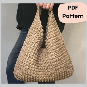 Crochet Bag PATTERN – Bubble Stitches Ribbed Edge Finished, Bindle Tote ...