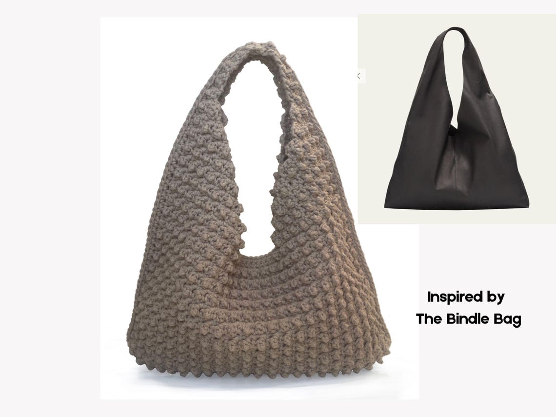 Crochet Bag PATTERN – Bubble Stitches Ribbed Edge Finished, Bindle Tote ...