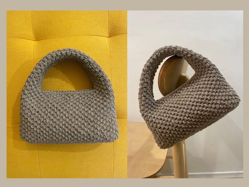 Mini Crochet Bag PATTERN – Mini Hobo Style Handbag, Modern Aesthetic ...