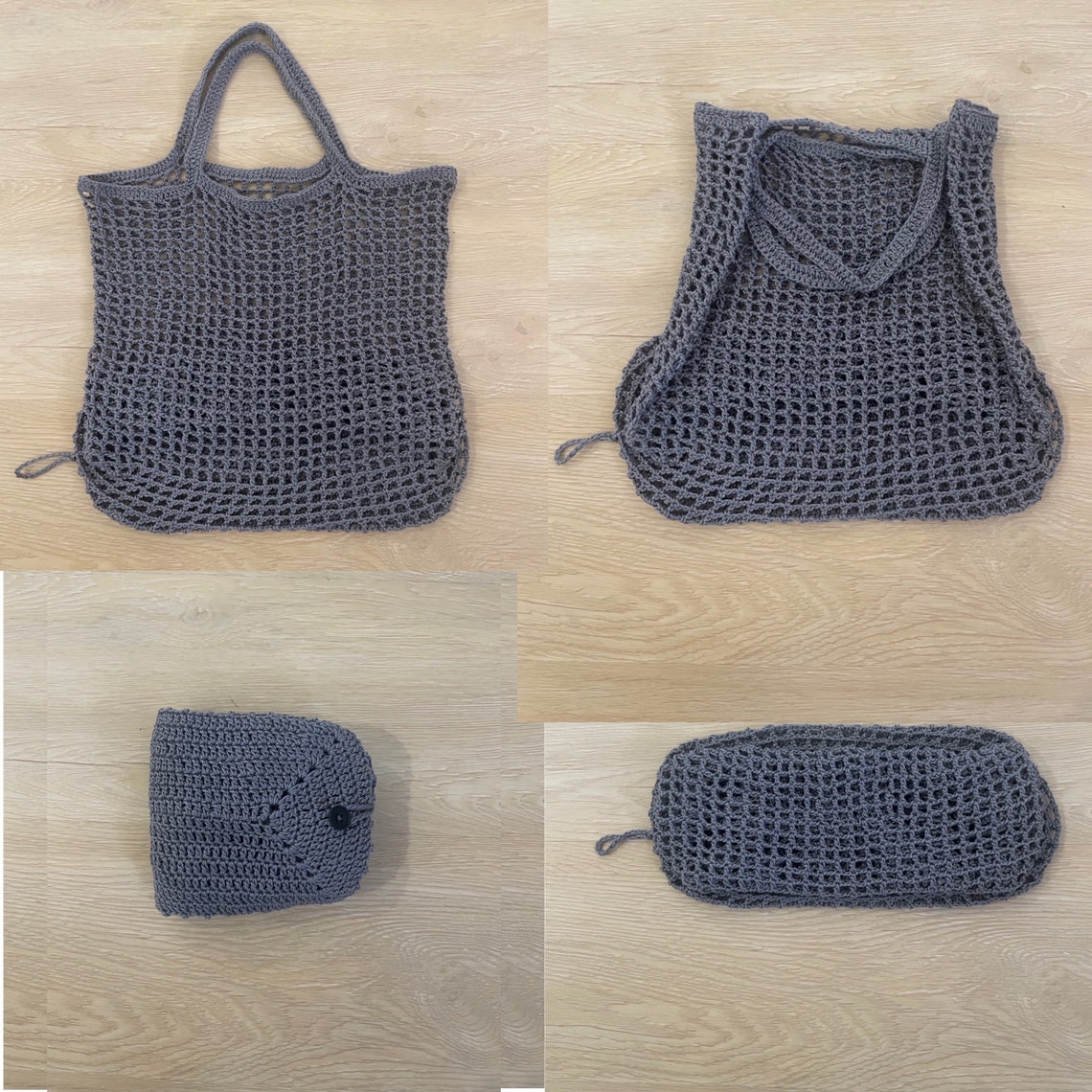 Crochet Market Bag PATTERN - Packable & Foldable, Produce Farmer Market ...