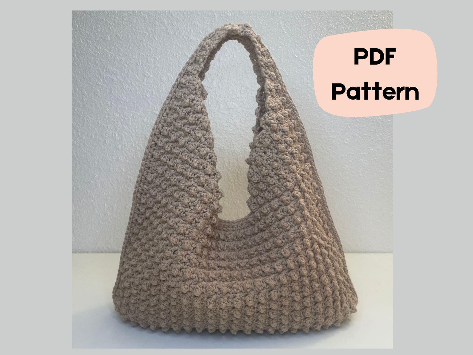 Crochet Bag PATTERN – Bubble Stitches Ribbed Edge Finished, Bindle Tote ...