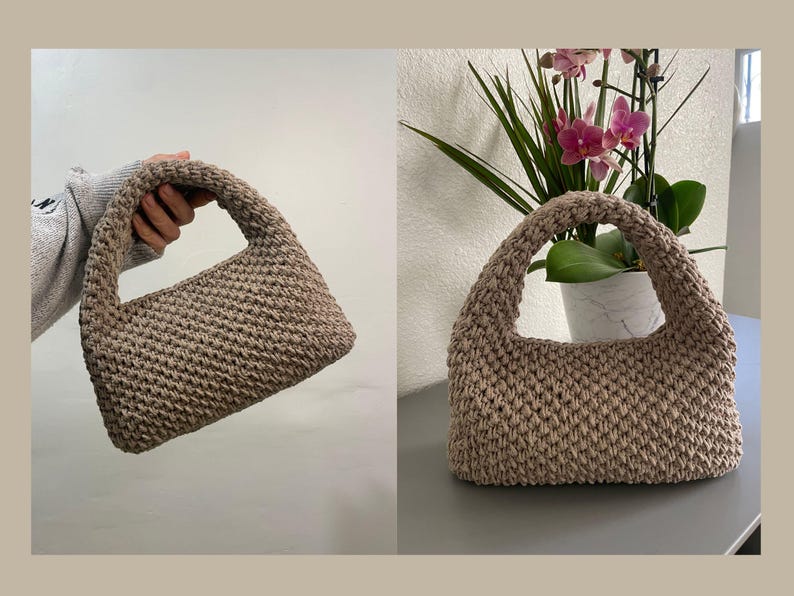 Mini Crochet Bag PATTERN – Mini Hobo Style Handbag, Modern Aesthetic ...