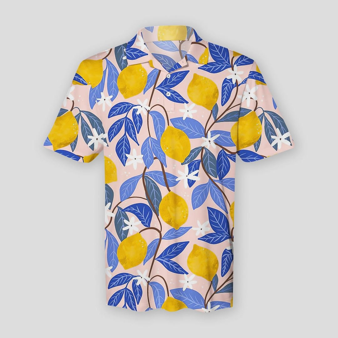 Lemon on Pink Background Polo Shirt for Men Polo T-shirt - Etsy