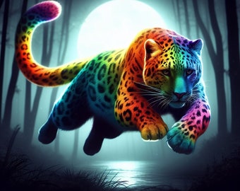 Bright Pastel Rainbow Leopard Print Colourful Seamless Design Pattern ...