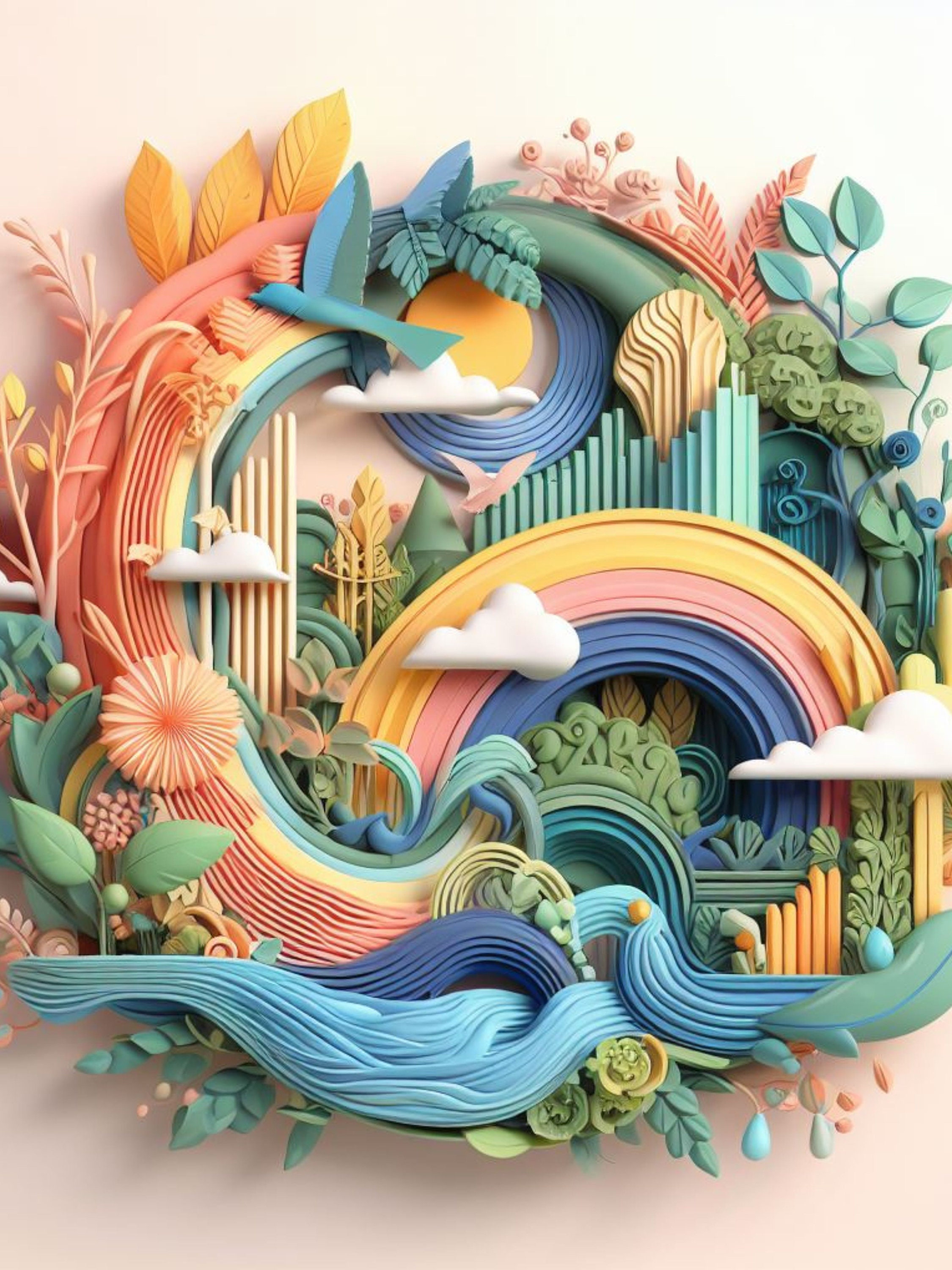 Nature's Canvas Bundle 3d Vibrant Colour 5 Creative Nature Wall Art - Etsy