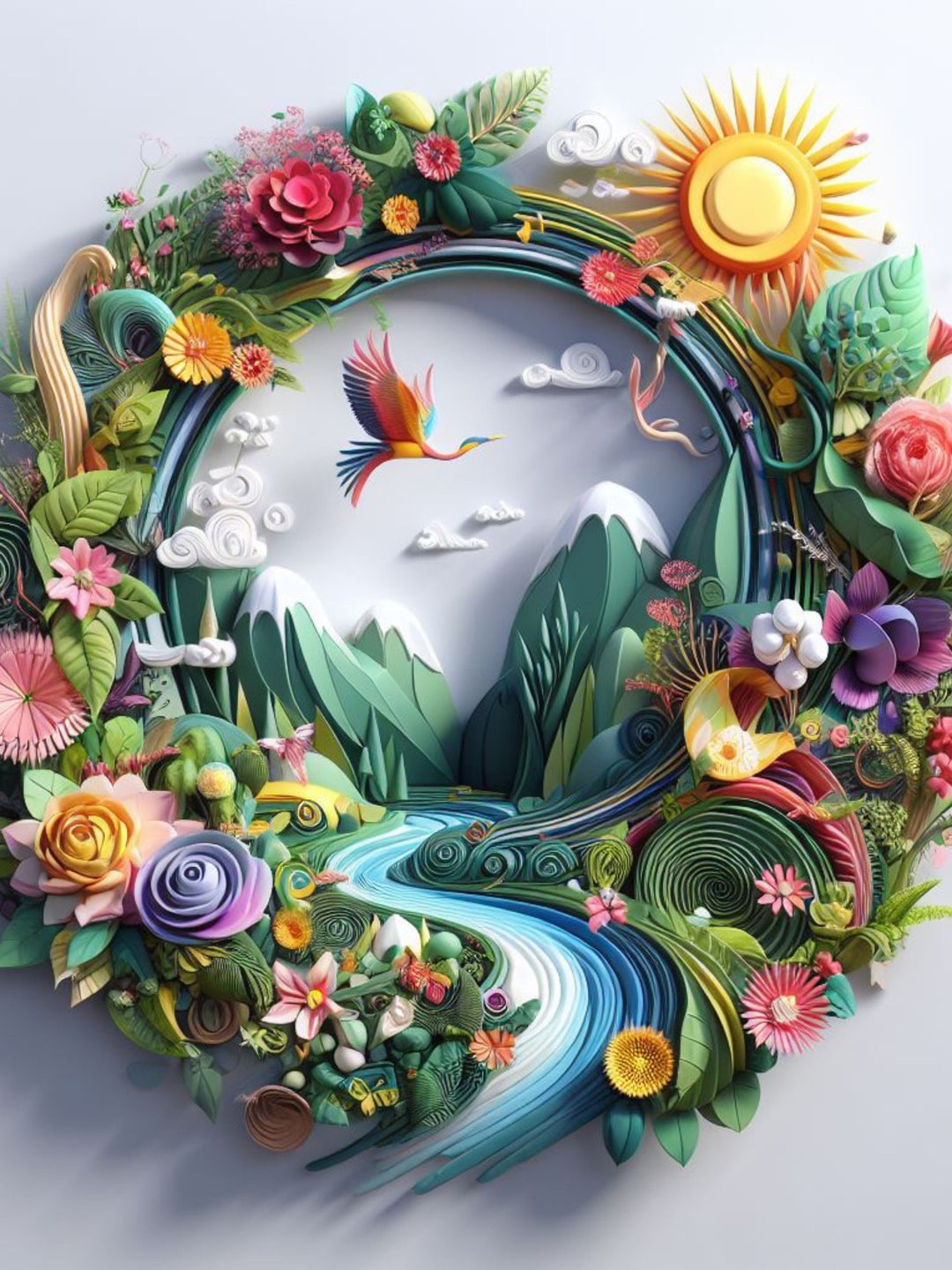 Nature's Canvas Bundle 3d Vibrant Colour 5 Creative Nature Wall Art - Etsy