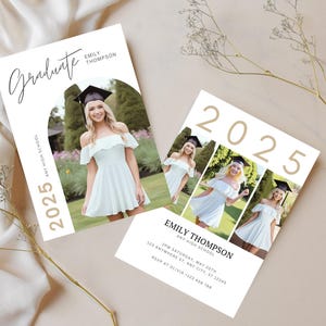 8 EDITABLE Graduation Invitation, Class of 2025 Minimalist Grad Party ...