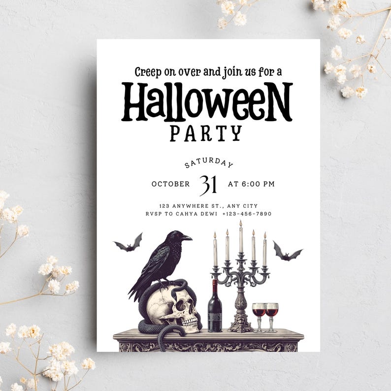 Vintage Halloween Party Invitation Template: Editable Canva Invite ...