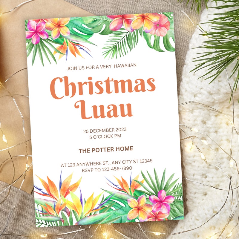 Hawaiian Christmas Party Invitation - Etsy