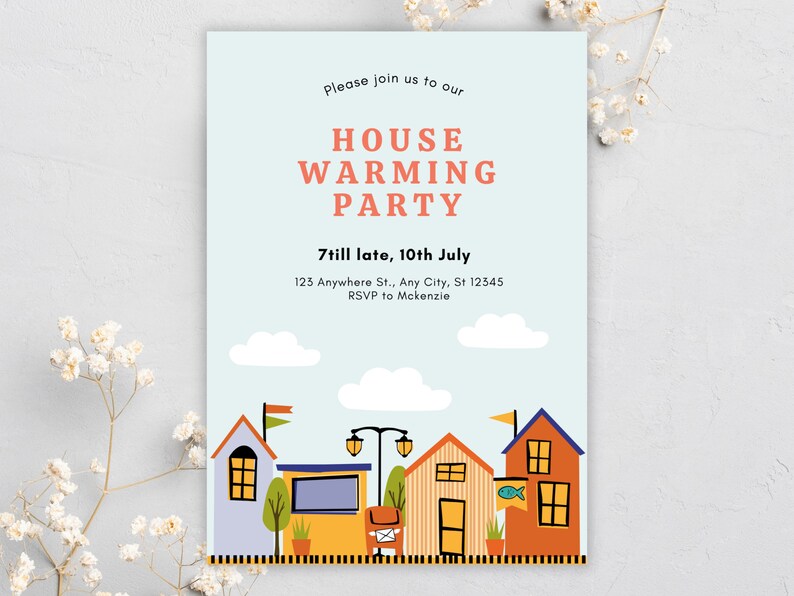 Editable Housewarming Party Invitation: New Home, Printable Canva Evite ...