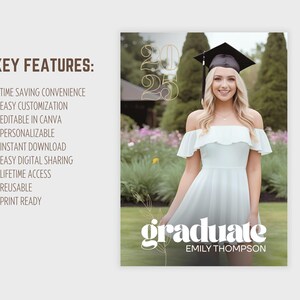 8 EDITABLE Graduation Invitation, Class of 2025 Minimalist Grad Party ...