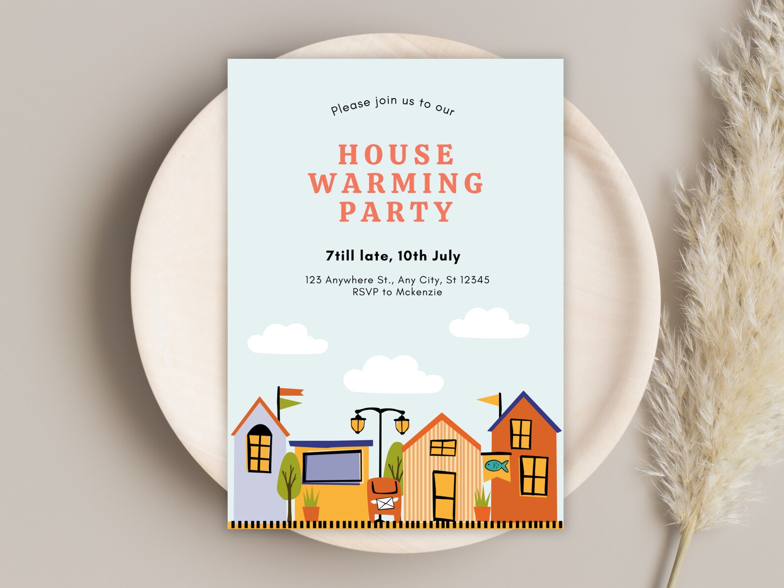 Editable Housewarming Party Invitation: New Home, Printable Canva Evite ...