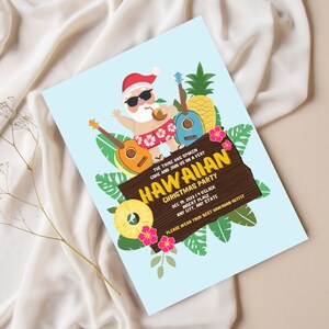 Editable Hawaiian Luau Christmas Invitation Template | Tropical Santa ...