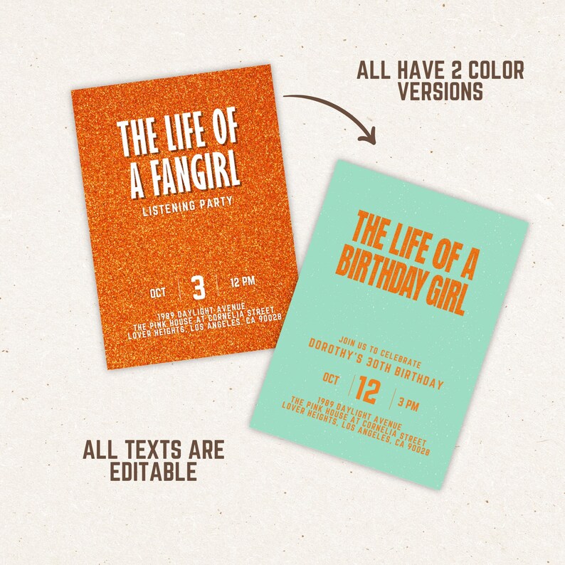 EDITABLE Listening Party Bundle, the Life of A Fangirl Orange Green ...