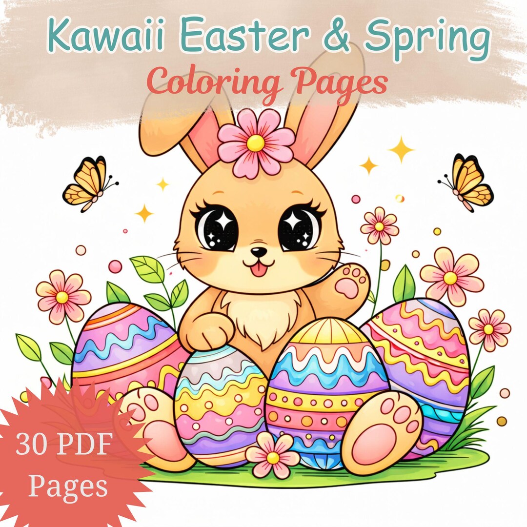 Easter Coloring Pages Printable | Kawaii Bunny Spring Coloring Book PDF ...