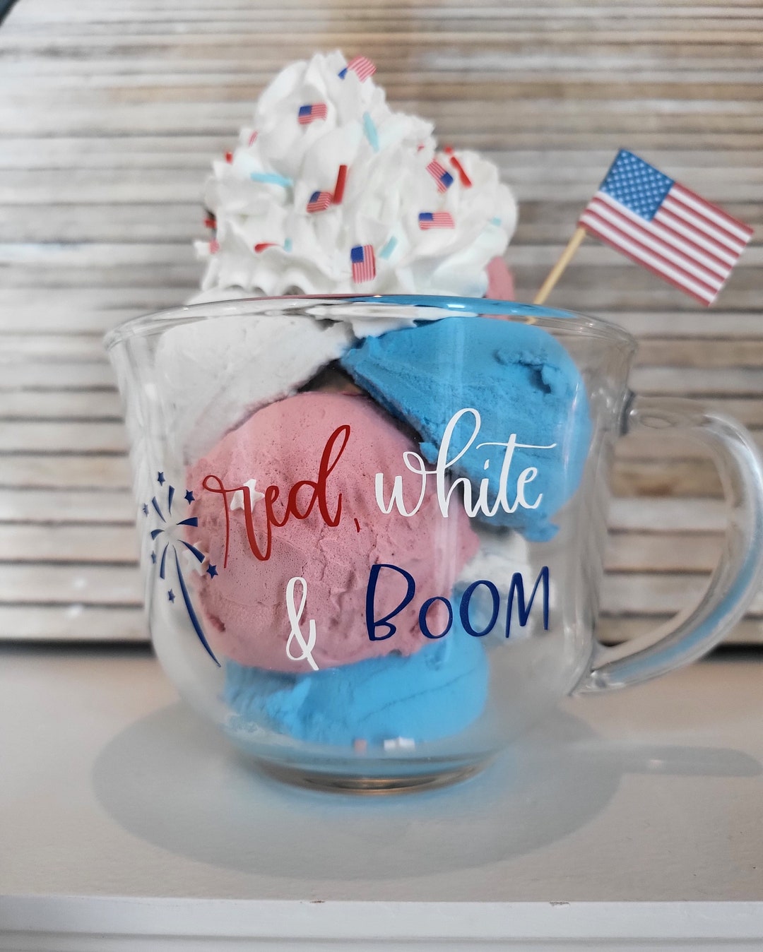 Fake Fourth of July Ice Cream-scoops in a Dish - Etsy