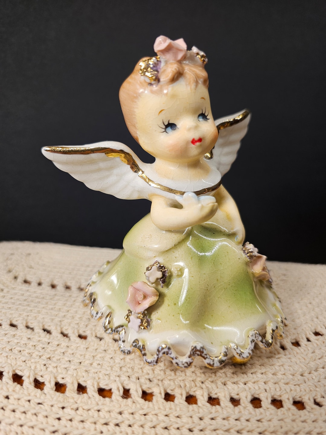 Vintage Lefton Angel Bell/figurine Holding a Blue Bird - Etsy