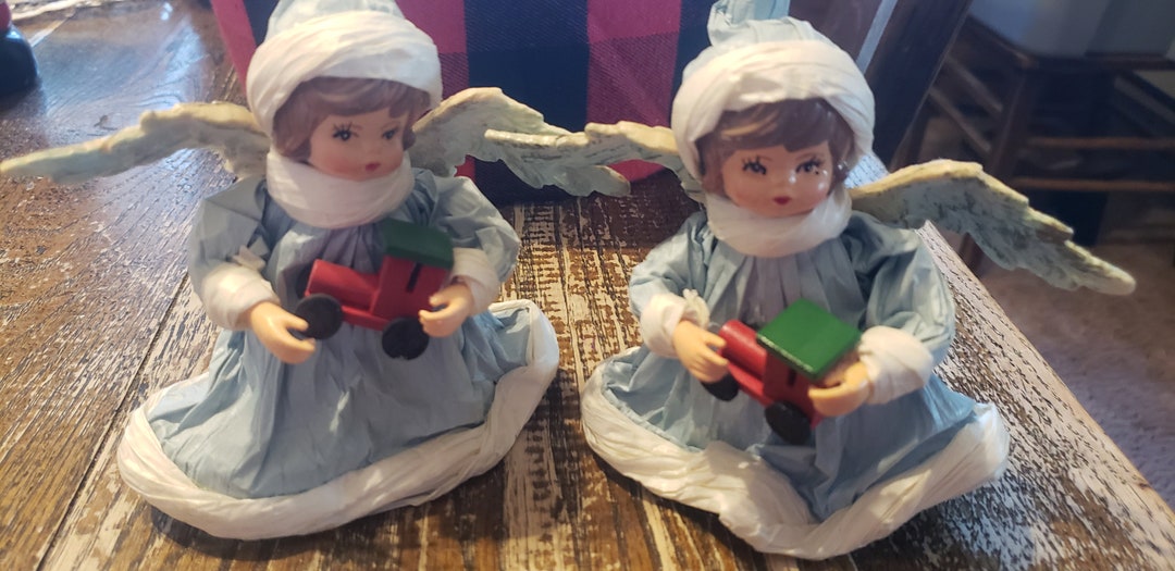 Vintage Blue Cone Angels Crinkle Paper - Etsy