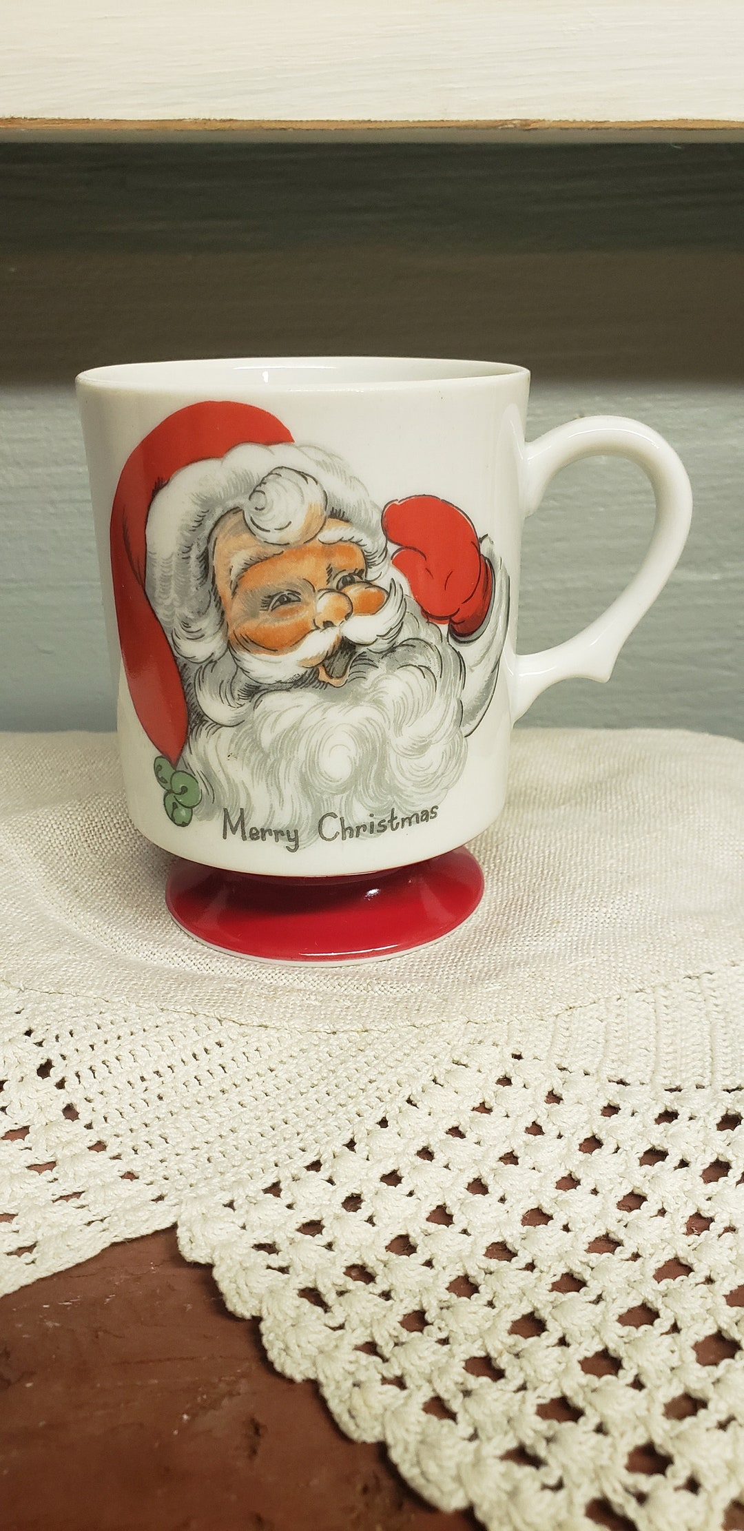 Lefton Pedestal Santa Mug - Etsy