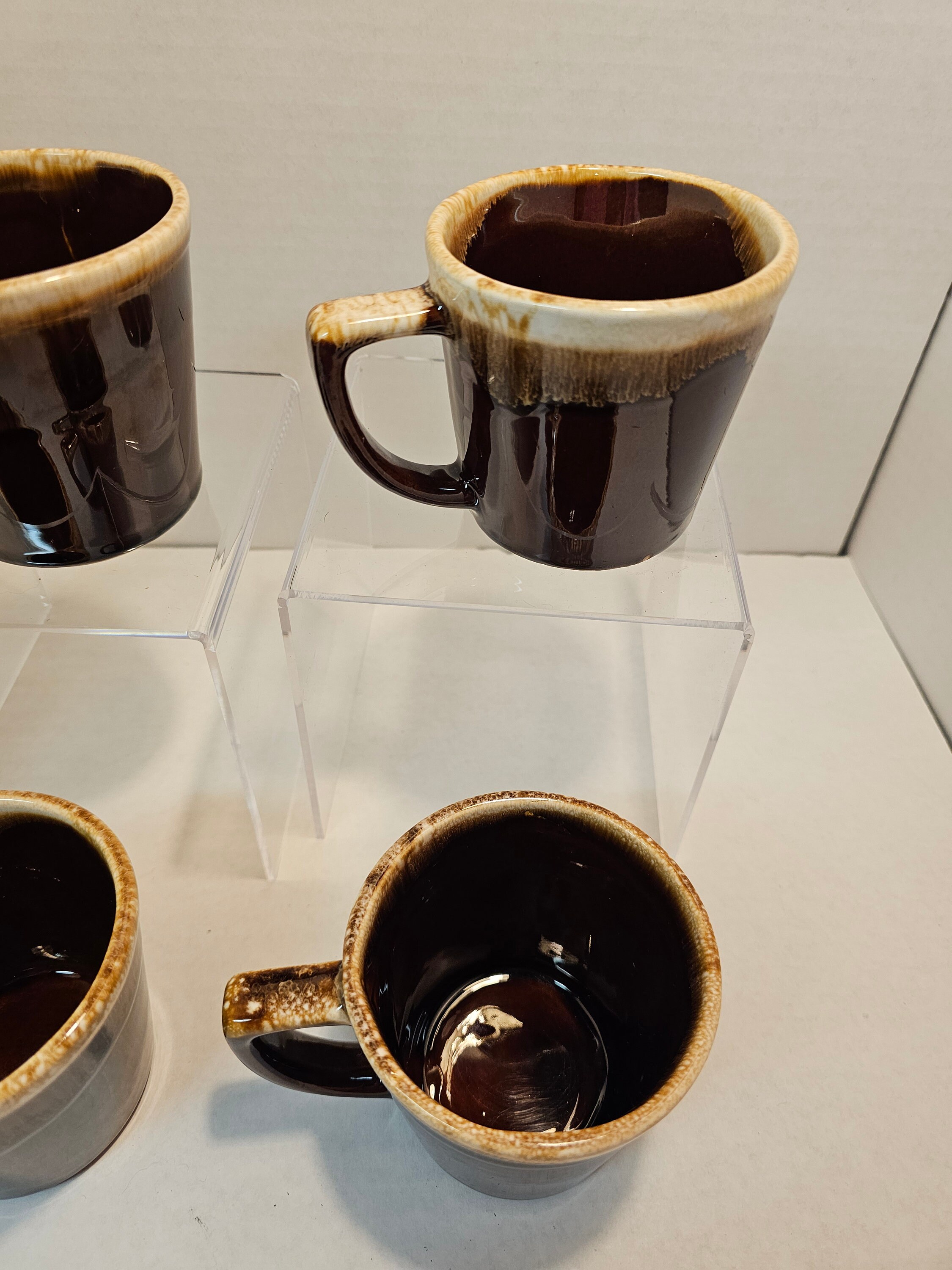 4 Mc Coy Brown Drip Pottery Mugs - Etsy