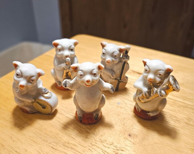Vintage Ceramic/porcelain Pig Band Figurines, Set of 5 - Etsy