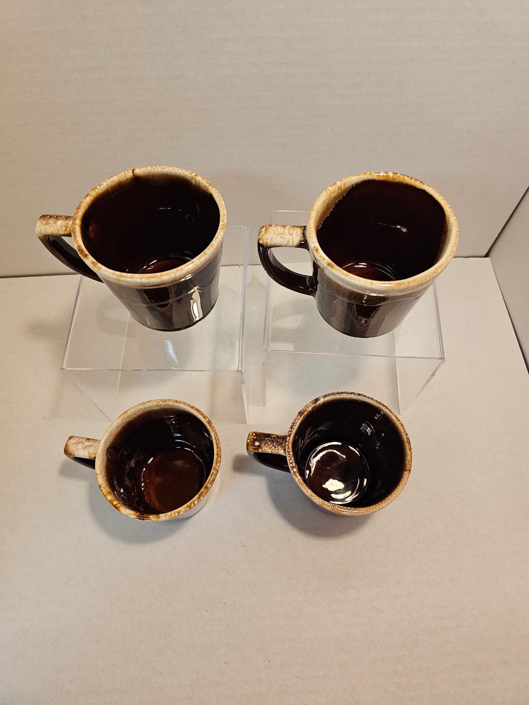 4 Mc Coy Brown Drip Pottery Mugs - Etsy