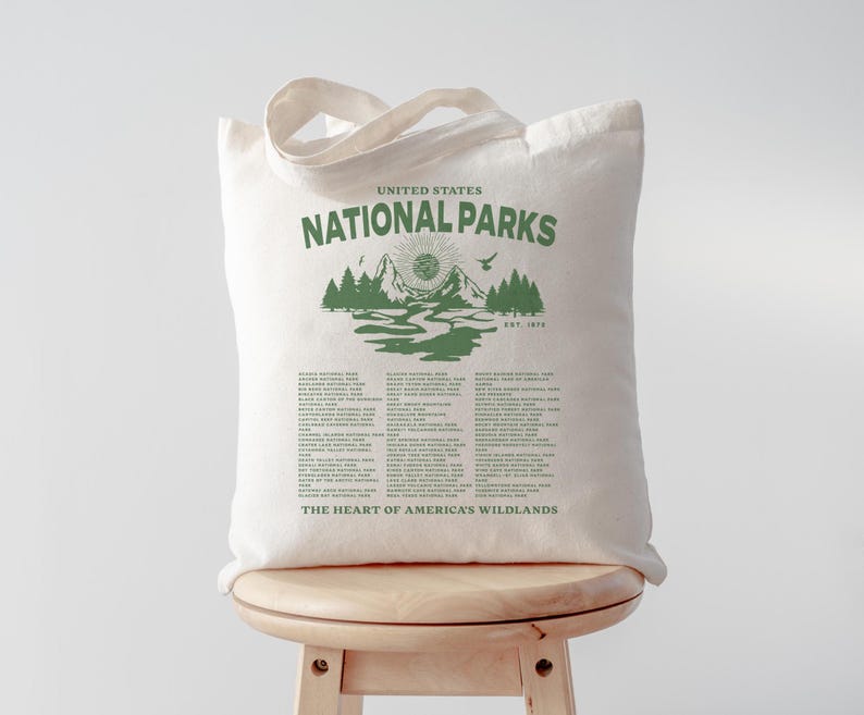 US National Parks Tote Bag, National Park Bag, National Park Vintage ...