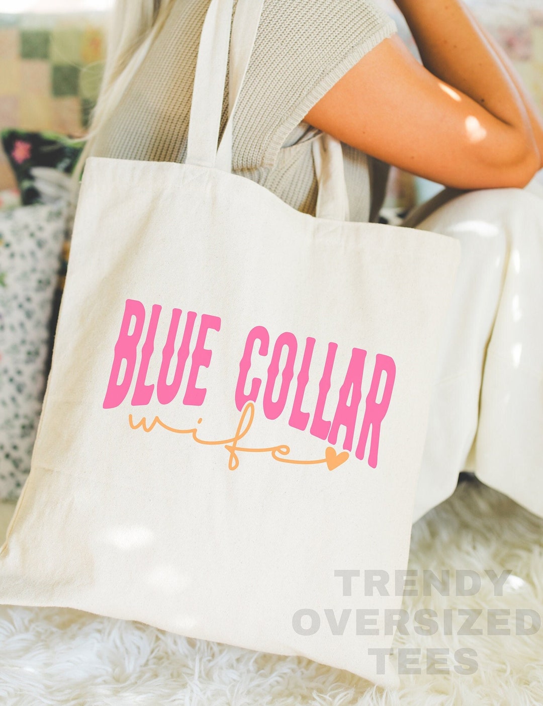 Blue Collar Wife Tote Bag, Blue Collar Wifey Reusable Bag, Trendy ...