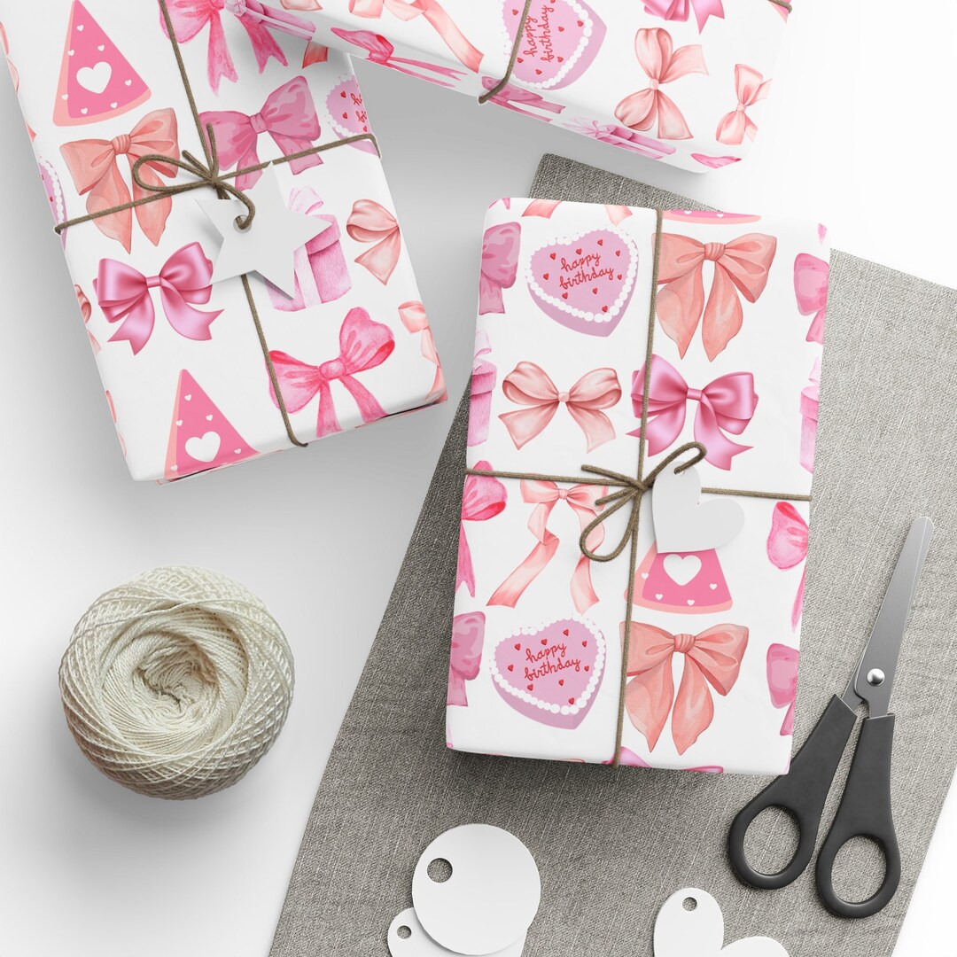 Coquette Birthday Bow Wrapping Paper, Unique Bow Wrapping Paper ...