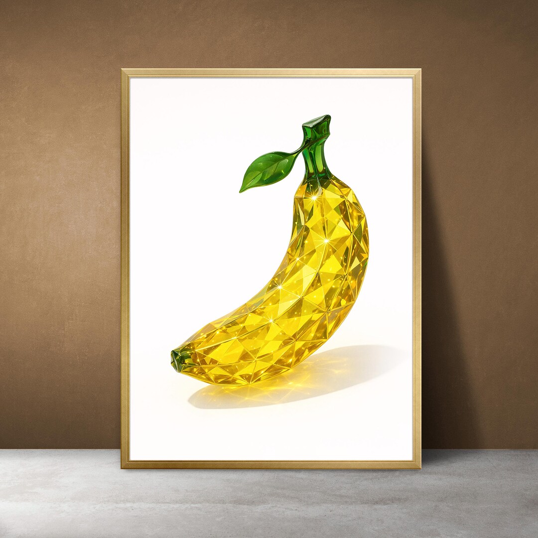 Geometric Banana Print – 3D Crystal Fruit, Contemporary Kitchen Wall ...