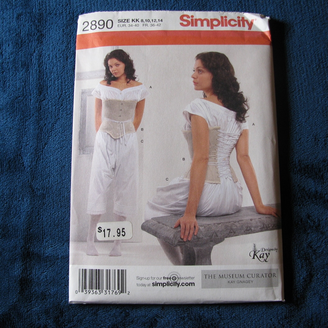 Simplicity 2890 Corset, Chemise, Drawers Size KK 8,10,12,14 Uncut ...
