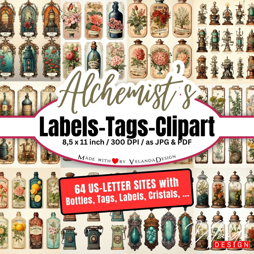 Alchemist Labels Alchemist Clipart Junk Ephemera - Etsy