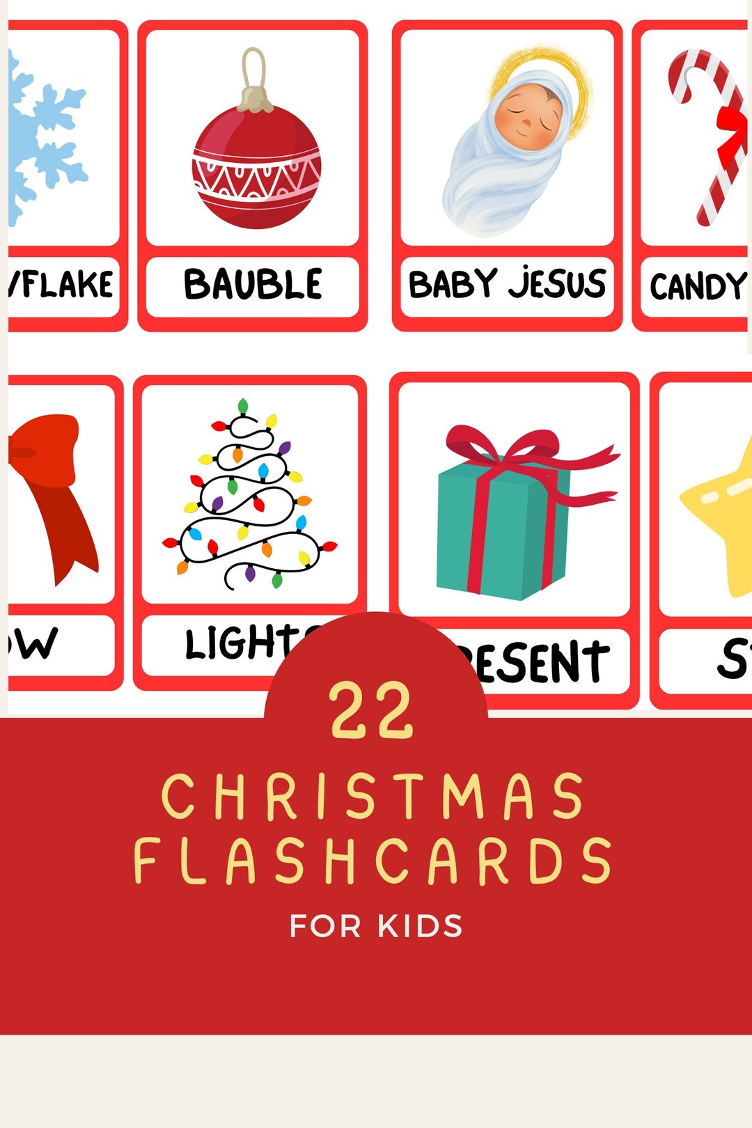 Digital Christmas Flashcards for Kids 22 Festive Words to Explore - Etsy