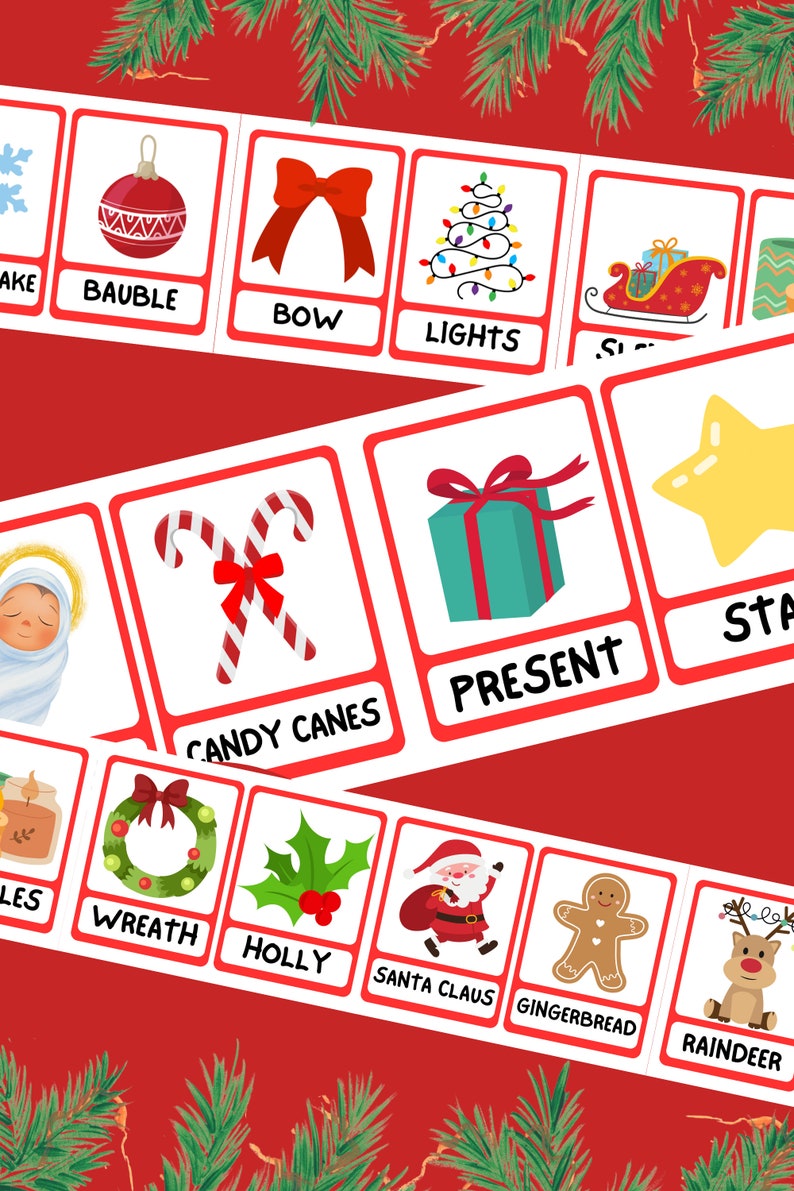 Digital Christmas Flashcards for Kids 22 Festive Words to Explore - Etsy