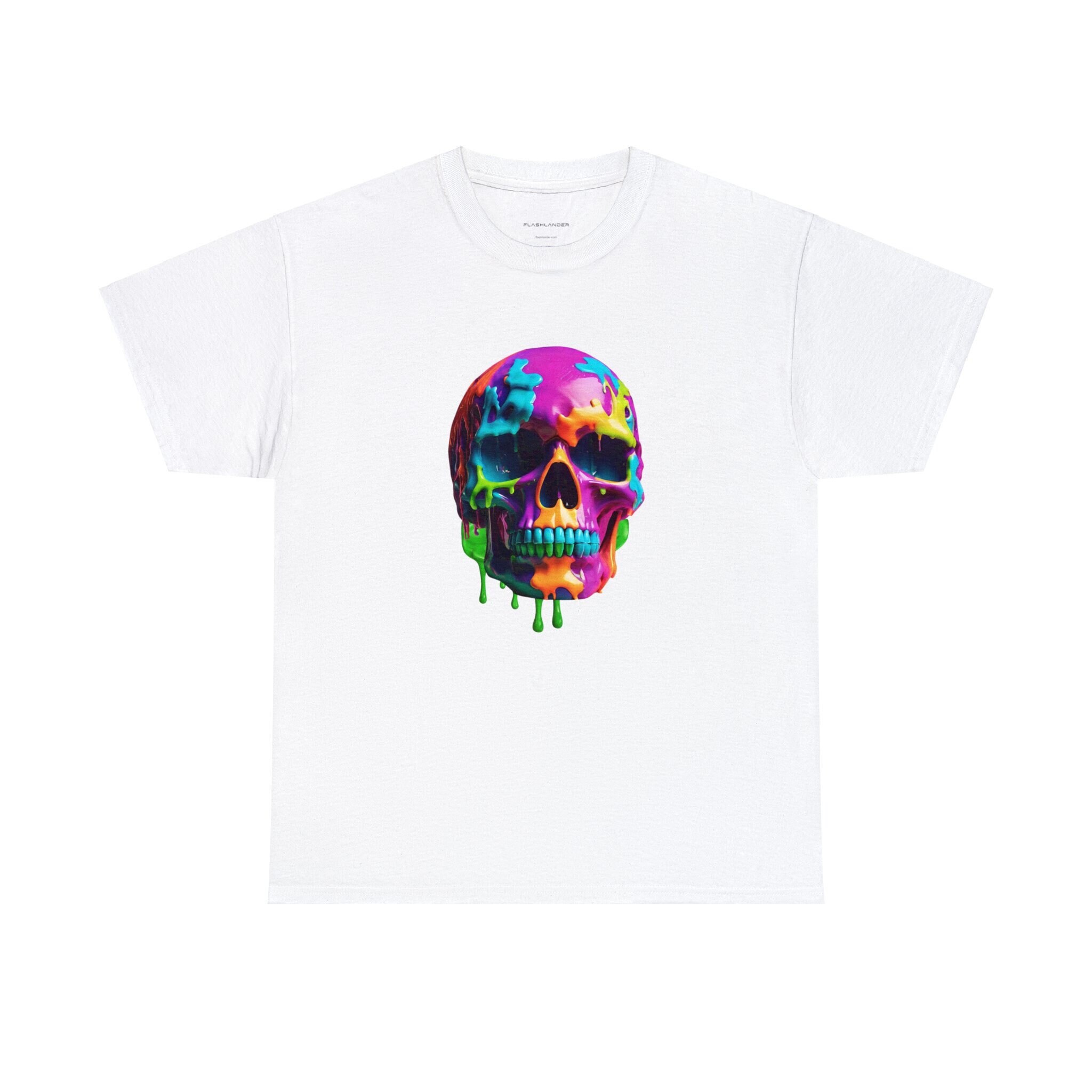 SKULL SHIRT, PSYCHEDELIC Shirt, Gothic Clothes, Neon Meltdown Skull ...