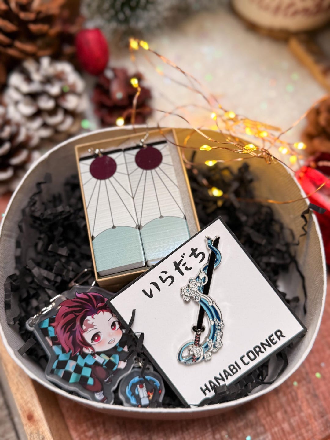 Kawaii Anime Gift Box – Earrings, Keychain & Sword Pin - Etsy