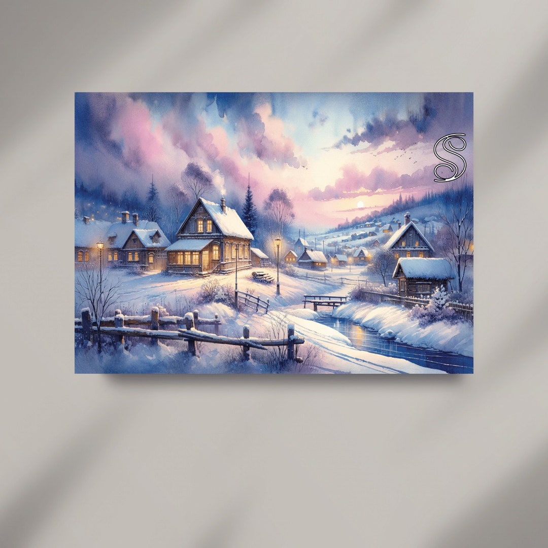 Snowy Winter Landscape Printable Art - Serene Snow Scene Digital Print ...