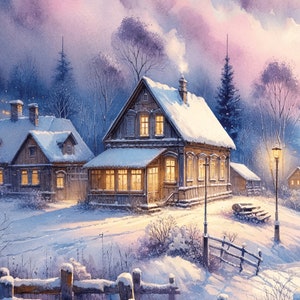 Snowy Winter Landscape Printable Art - Serene Snow Scene Digital Print ...