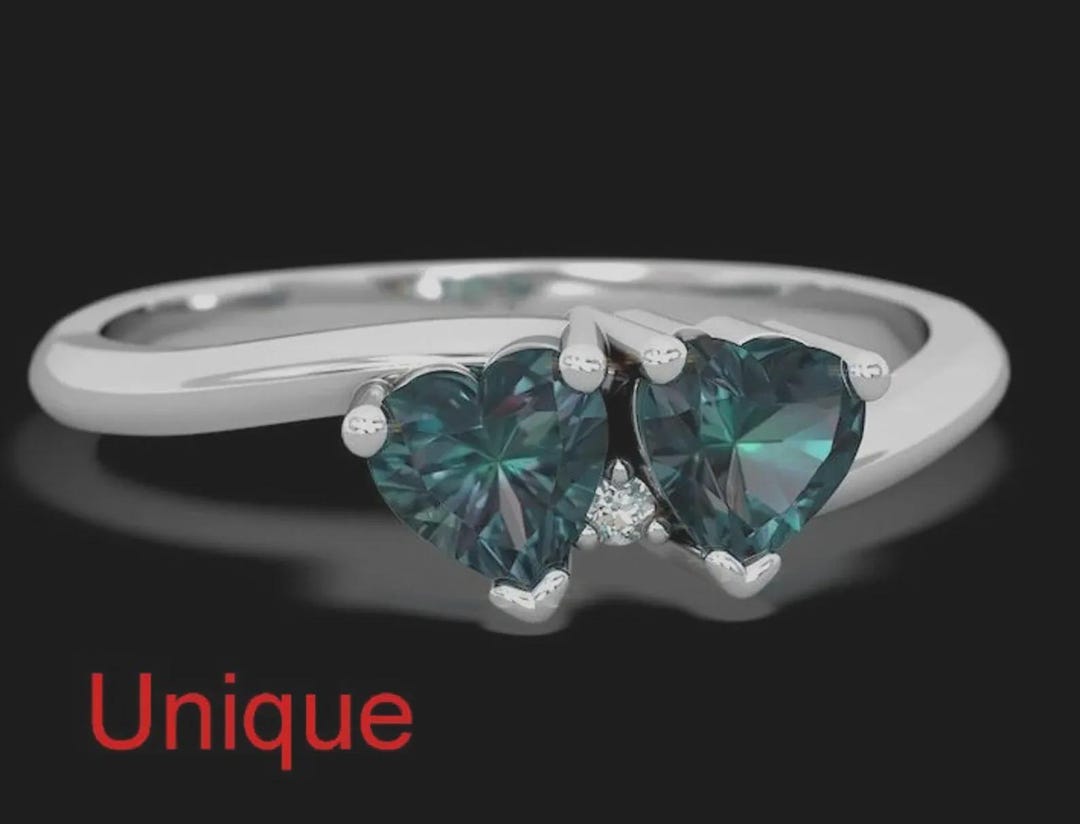 Classical Alexandrite Heart Shape Ring, Alexandrite Color Change ...