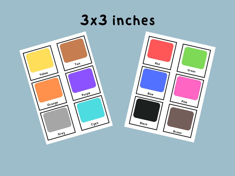 12 Color Cards, Pre-school Cards, Educational Printable Cards ...